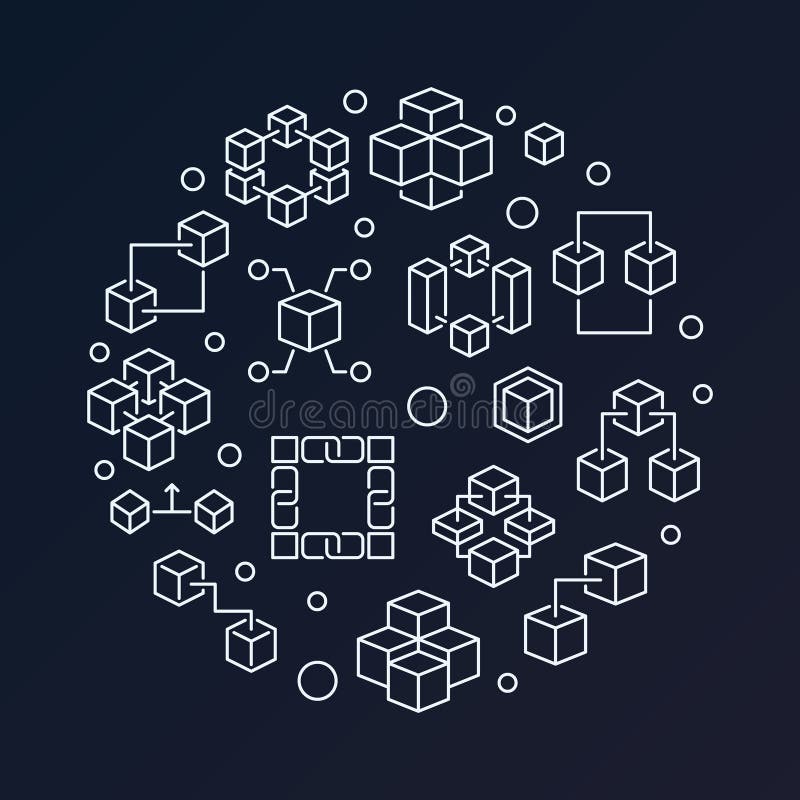 AI Technology Round Blue Line Illustration on White Background Stock ...