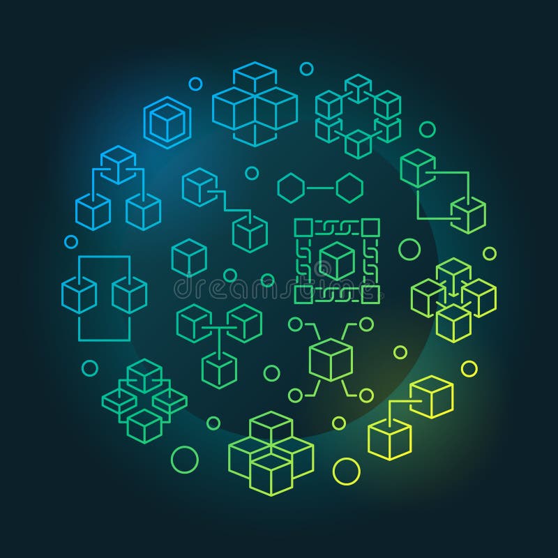 Blockchain Technology Blue Vertical Outline Banner or Poster Stock ...