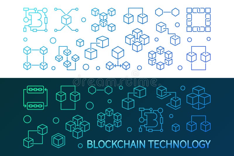 Blockchain Technology Vector Colorful Horizontal Banners Stock Vector ...