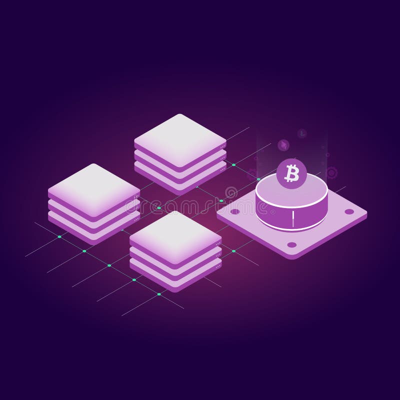 Blockchain Technology Vector Icon in Modern Dark Neon Colors Design ...