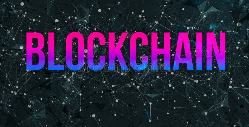 Blockchain Theme with Abstract Network Patterns and Skyscrapers Stock ...