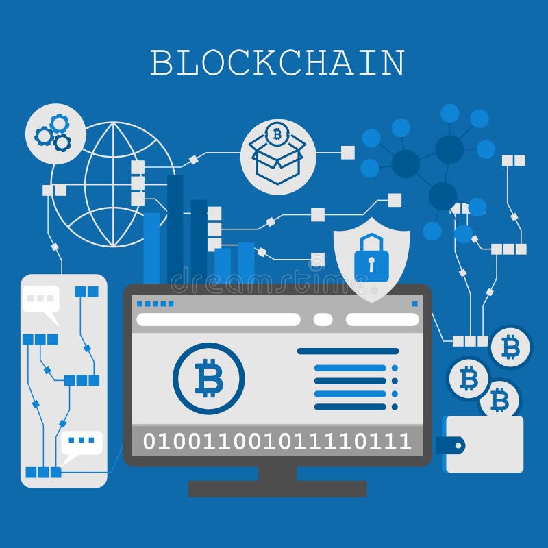 Blockchain Vector Background Illustration. Stock Vector - Illustration ...