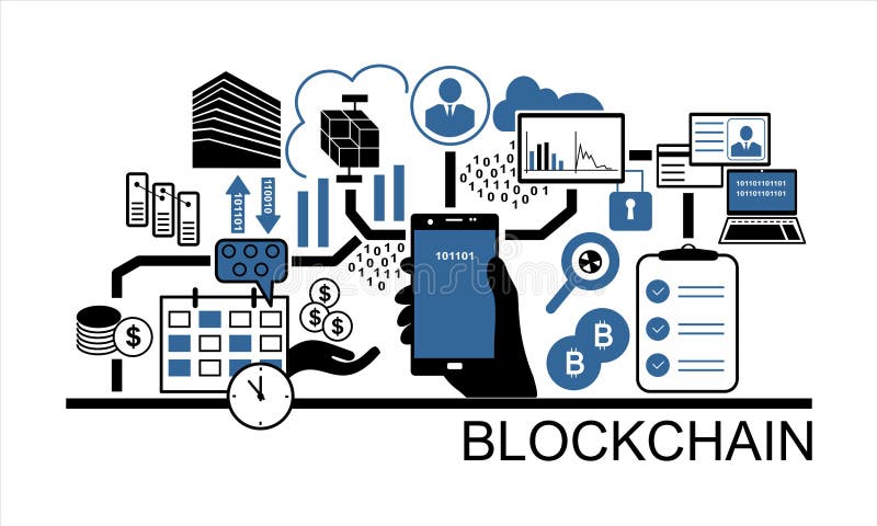 Blockchain Vector Background Illustration with Hand Holding Smartphone ... Blockchain Vector Background Illustration with Hand Holding Smartphone ...