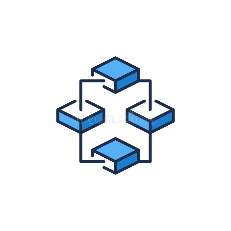 Blockchain Vector Blue Icon. Block Chain Network with 4 Blocks Sign ...
