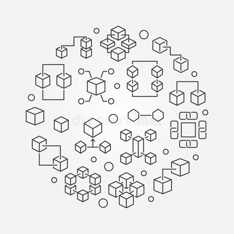 Blockchain Minimal Icons Set - Block Chain Outline Symbols Stock Vector - Illustration of coin ...