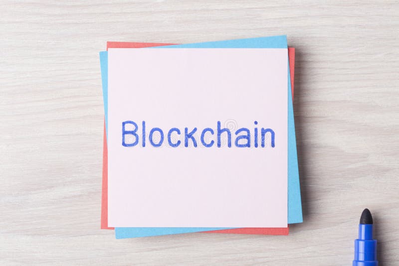 Blockchain written on note stock photo. Image of hashing - 106742386