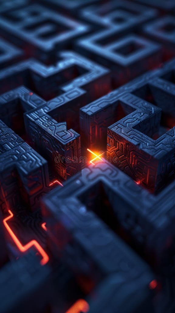 Blocked Access Concept: Minimalist White Maze Path To Data, Red X Marks ...