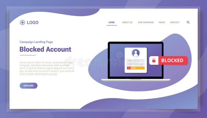 Blocked Account Concept for Website Template Landing Homepage Stock ...