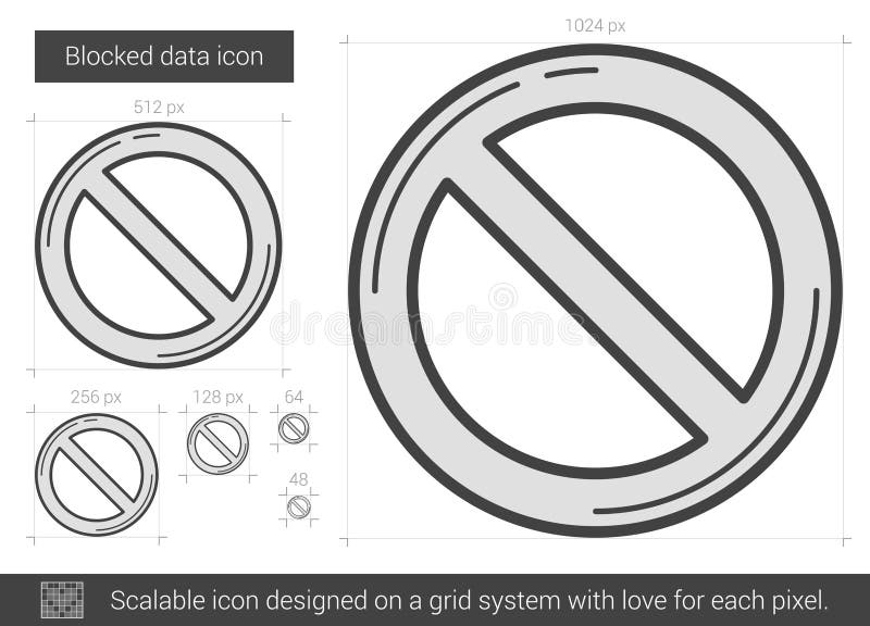 Blocked data line icon. stock vector. Illustration of forbidden - 113773335