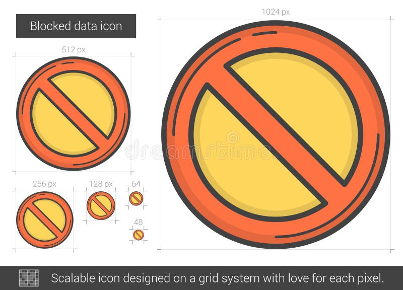 Blocked data line icon. stock vector. Illustration of forbidden - 113773335
