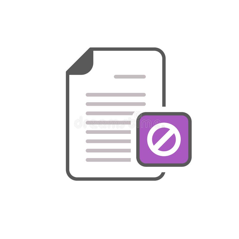 Blocked Document File Page Restricted Sign Icon Stock Vector ...