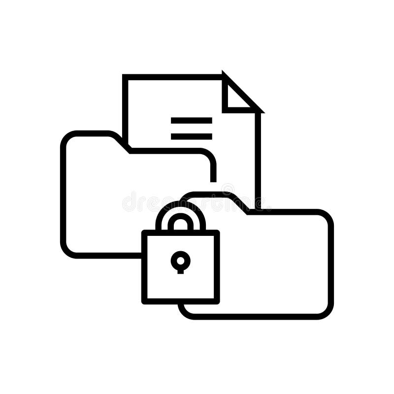 Blocked Folder Line Icon, Concept Sign, Outline Vector Illustration ...