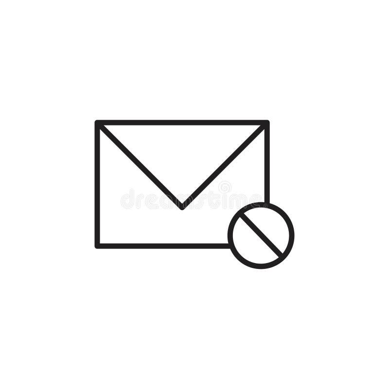 Blocked Mail Icon Flat Line Illustration Stock Vector - Illustration of ...