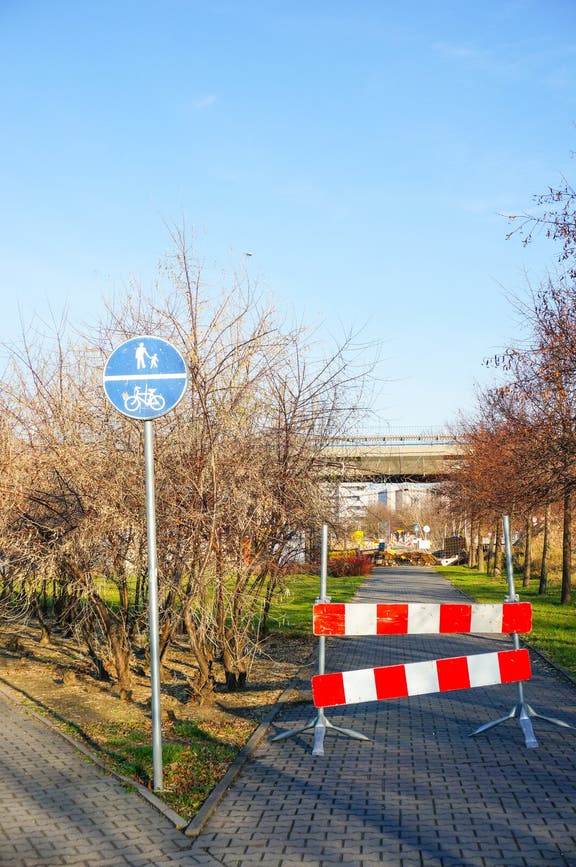 Blocked path stock image. Image of park, bicycle, trees - 65686199