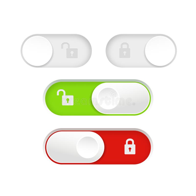 Blocked and Unlocked Toggle Switch Buttons. Material Design Switch ...