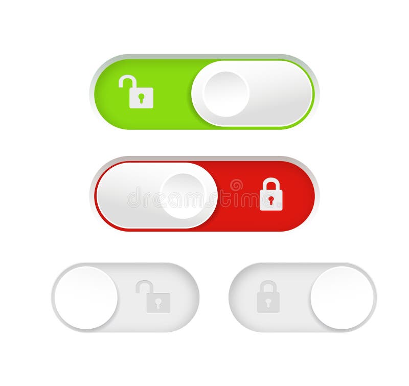 Blocked and Unlocked Toggle Switch Buttons. Material Design Switch ...