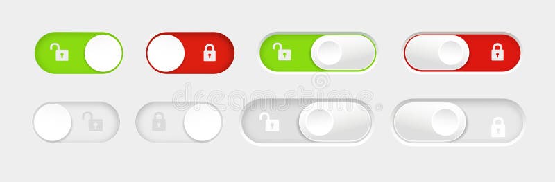 Blocked and Unlocked Toggle Switch Buttons. Material Design Switch ...