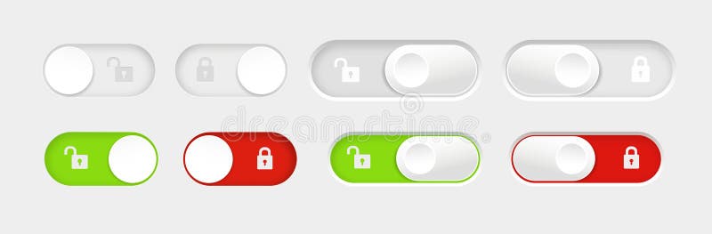 Blocked and Unlocked Toggle Switch Buttons. Material Design Switch ...