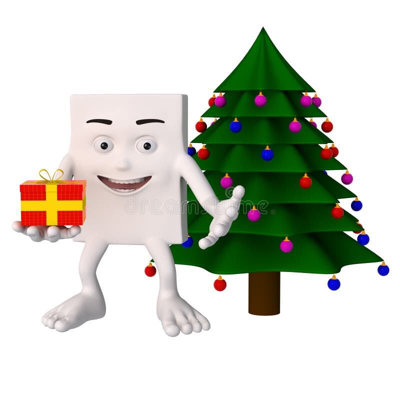 Blockhead Cartoon Character Christmas Stock Illustration - Illustration ...