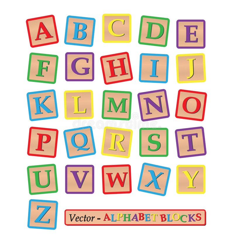 Wooden Alphabet Blocks/eps stock vector. Illustration of numbers - 11018061