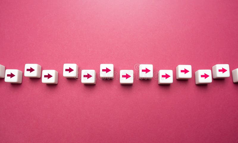 Blocks with Arrows Go in a Chain. Movement in One Direction. Set Course ...