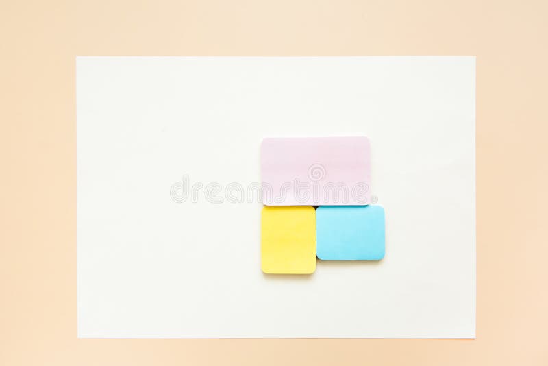 Blocks of Bright Colored Blank Stickers on Surface of Paper, Top View ...