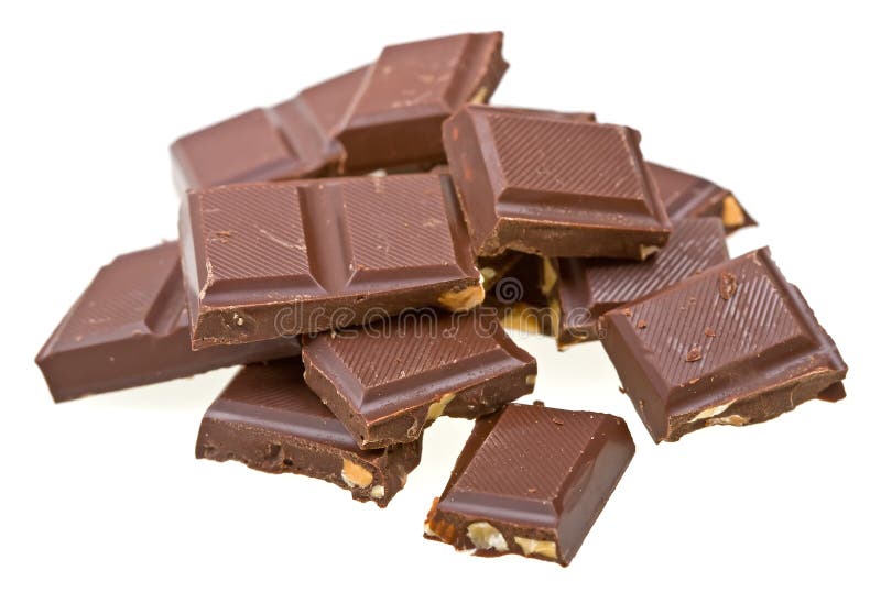 Blocks of Chocolate Isolated on White Stock Image - Image of brown ...