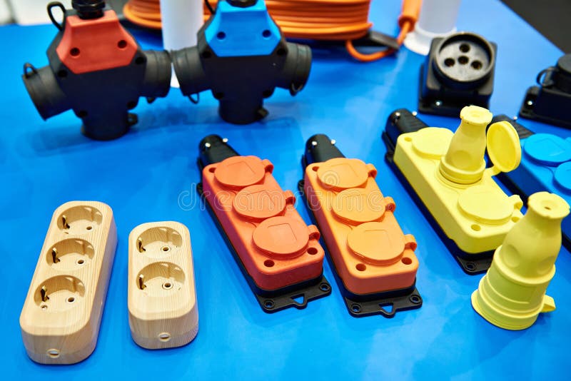 Blocks of Electrical Outlets Stock Photo - Image of protection ...