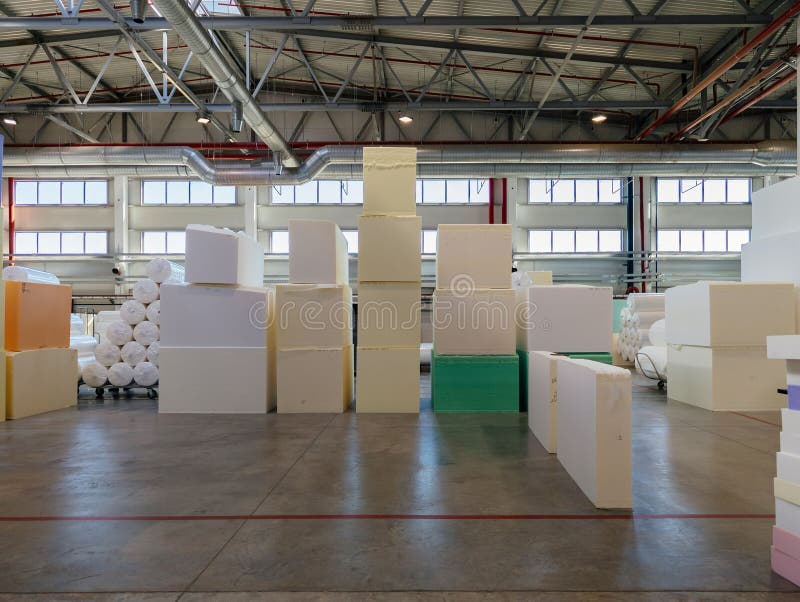Blocks of Foam Rubber in Warehouse Stock Image - Image of polymer ...