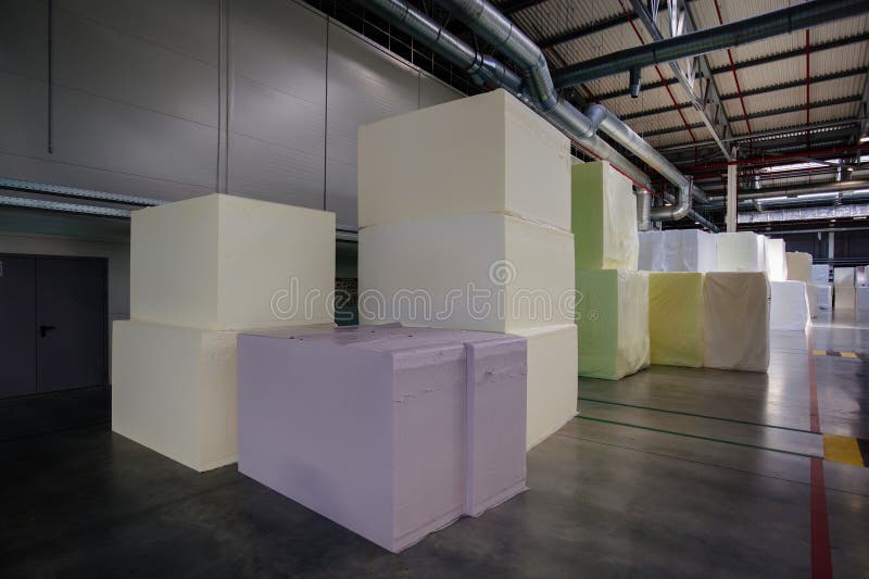 Blocks of Foam Rubber in Warehouse Stock Photo - Image of block, people ...