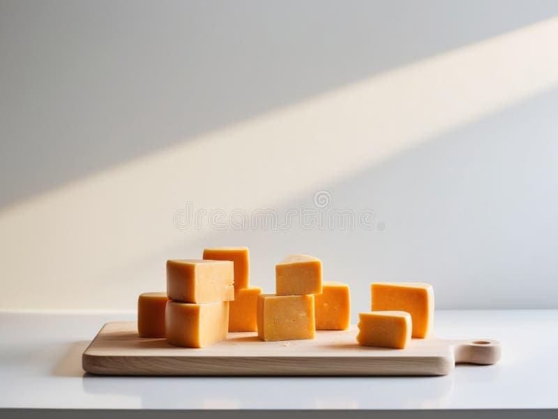 Blocks of Freshly Made Cheddar Cheese on a Cutting Board. Stock Photo ...