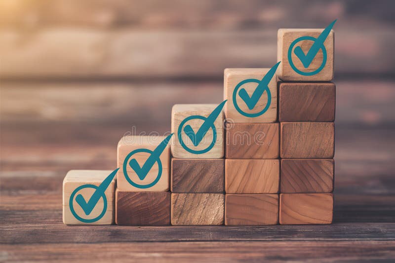 Blocks with Green Checkmarks Show Completion, Progression, and ...