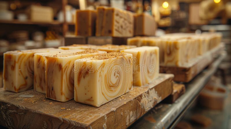 Blocks of Handmade Soap on Display Stock Image - Image of swirl, bars ...