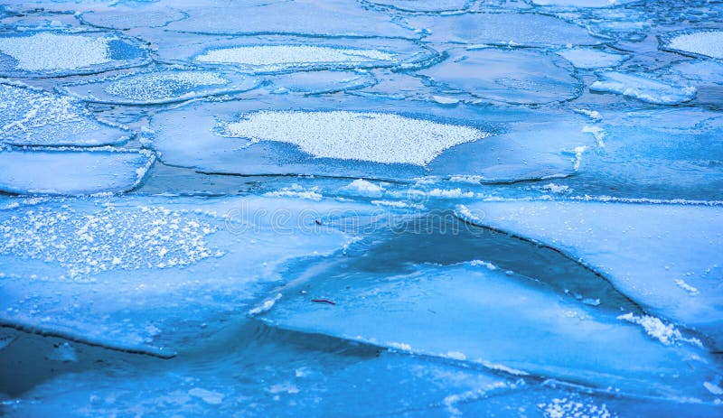 Blocks Of Ice On Frozen Blue Sea Stock Photo - Image of frost, covered ...