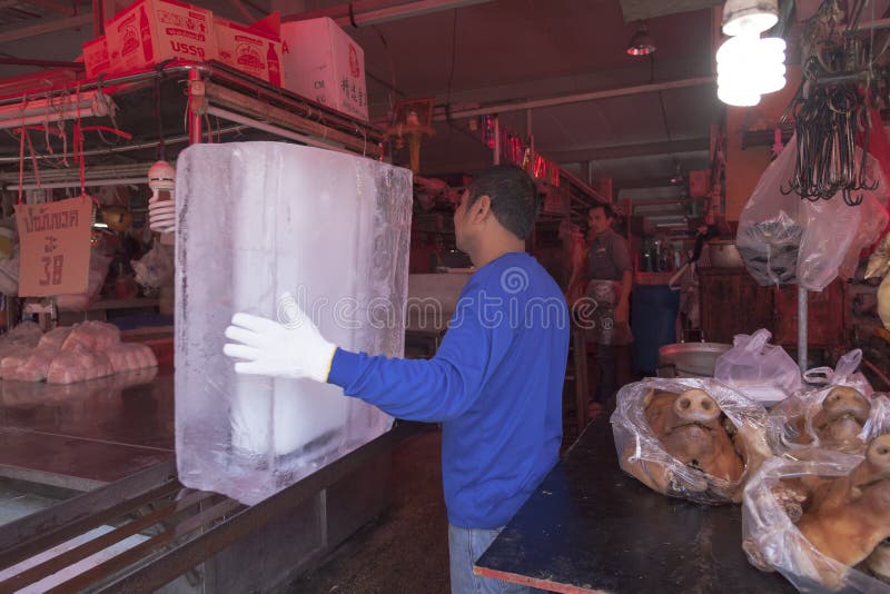 Ice Blocks in Meat Storage in Bangkok Editorial Stock Photo - Image of ...