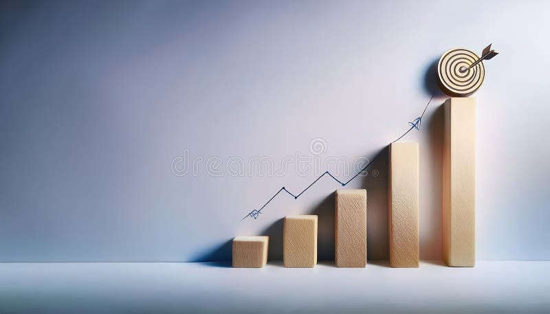 Business Growth Represented by Ascending Blocks Reaching a Target ...