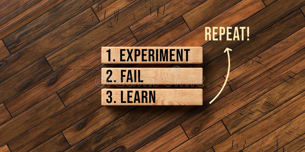 Blocks with Message EXPERIMENT, FAIL, LEARN and REPEAT - 3D Rendered ...