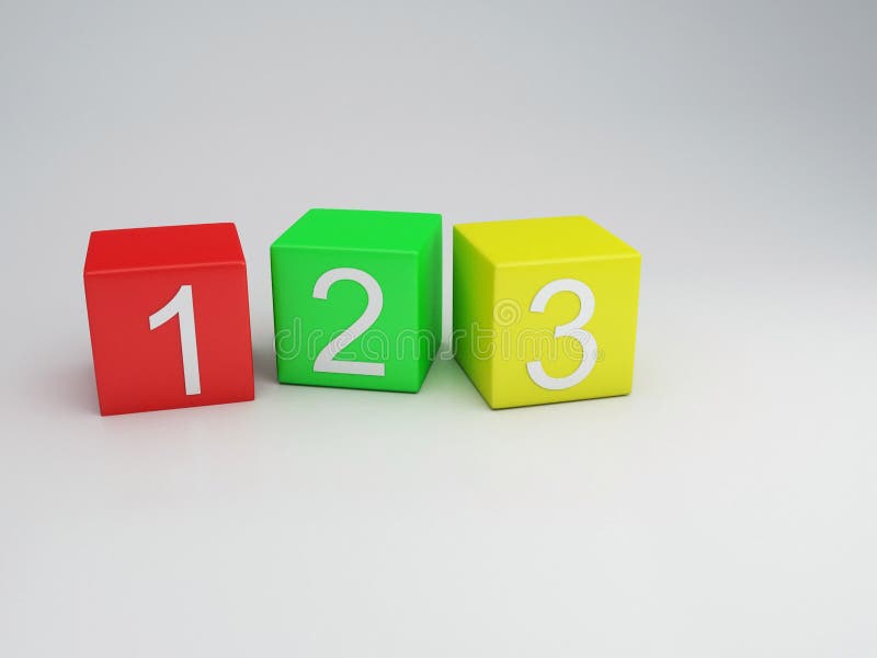 Blocks 123 Numbers, 3d Render Stock Illustration - Illustration of ...