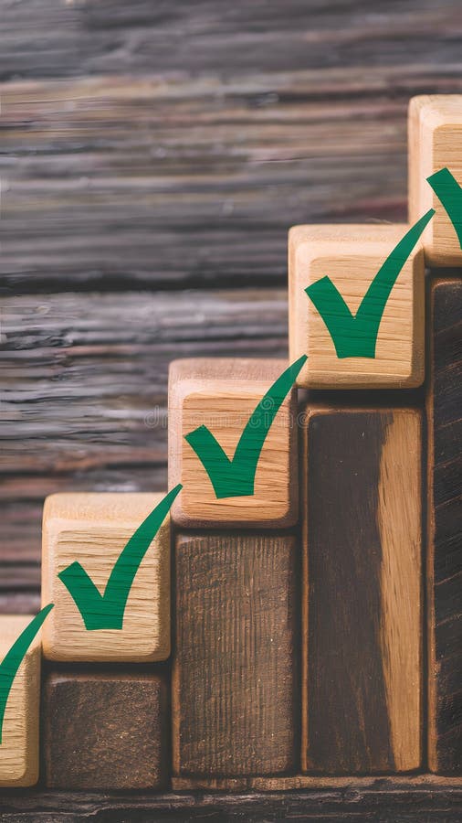 Blocks Organized with Green Checkmarks, Symbolizing Completion ...