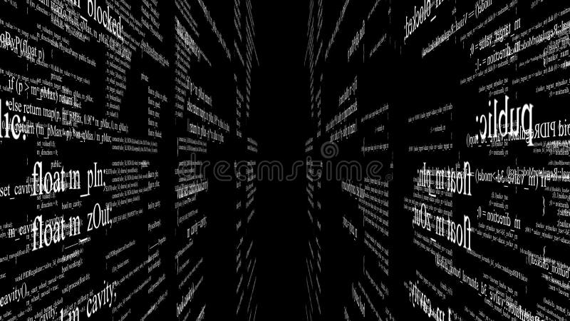 Blocks of Program Code Flying in Virtual Space Stock Illustration ...