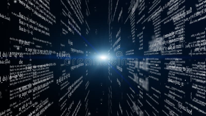 Blocks of Program Code Flying in Virtual Space Stock Illustration ...