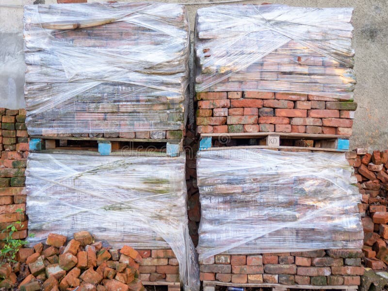 Blocks of Red Bricks in Polyethylene. Brick Pallets. Forget Building ...