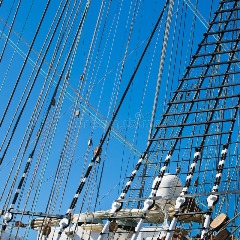 Blocks and Rigging at the Old Sailboat Stock Image - Image of rigging ...