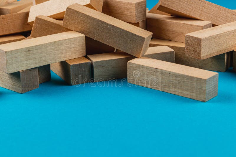 Blocks Scattered on a Blue Surface for Creative Play Stock Photo ...