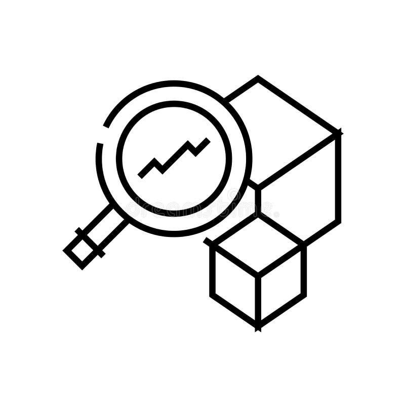 Blocks Search Line Icon, Concept Sign, Outline Vector Illustration ...