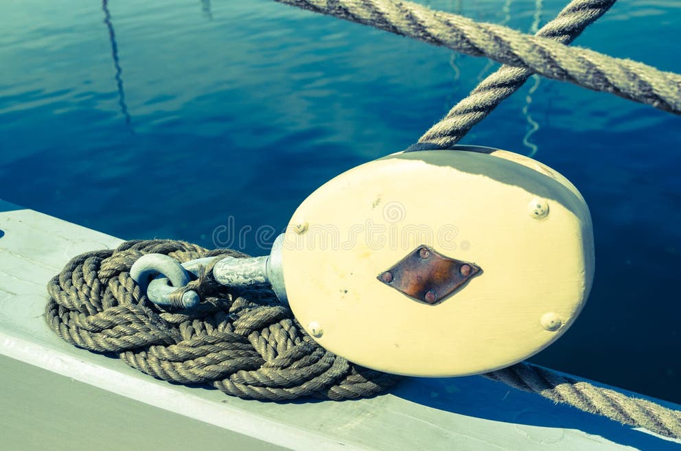 Blocks and Tackles of a Sailing Vessel Stock Image - Image of rope ...