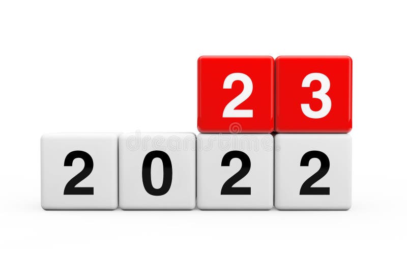 Blocks with the Transition from Year 2022 To 2023. 3d Rendering Stock ...