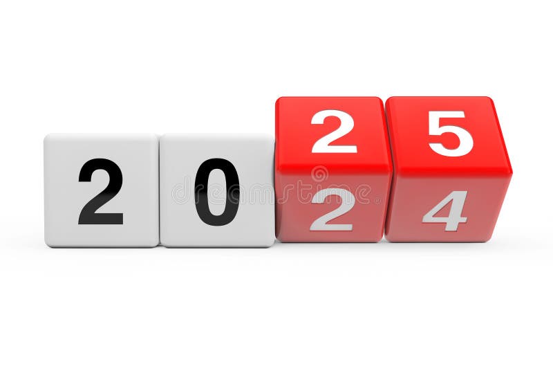 Blocks with the Transition from Year 2024 To 2025. 3d Rendering Stock ...