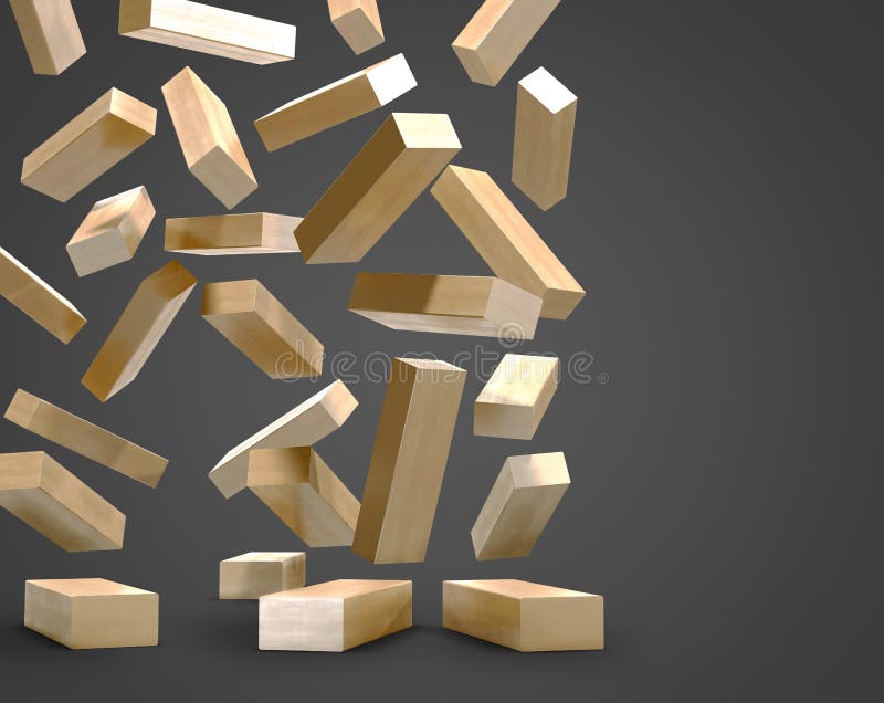 Blocks Wood Game Jenga on Black Background. Stock Illustration ...