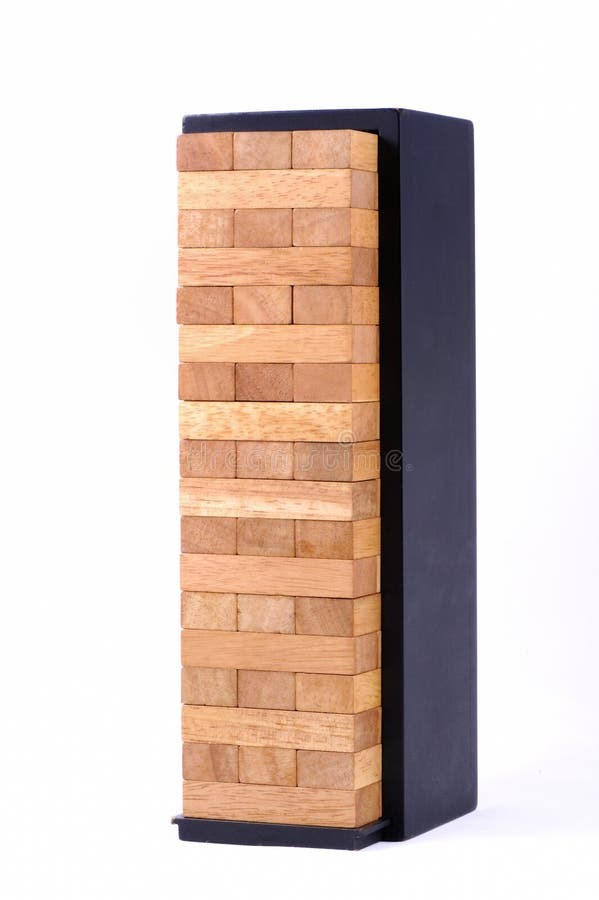 Blocks Wood Game (jenga) with Black Box Isolate Stock Image - Image of ...